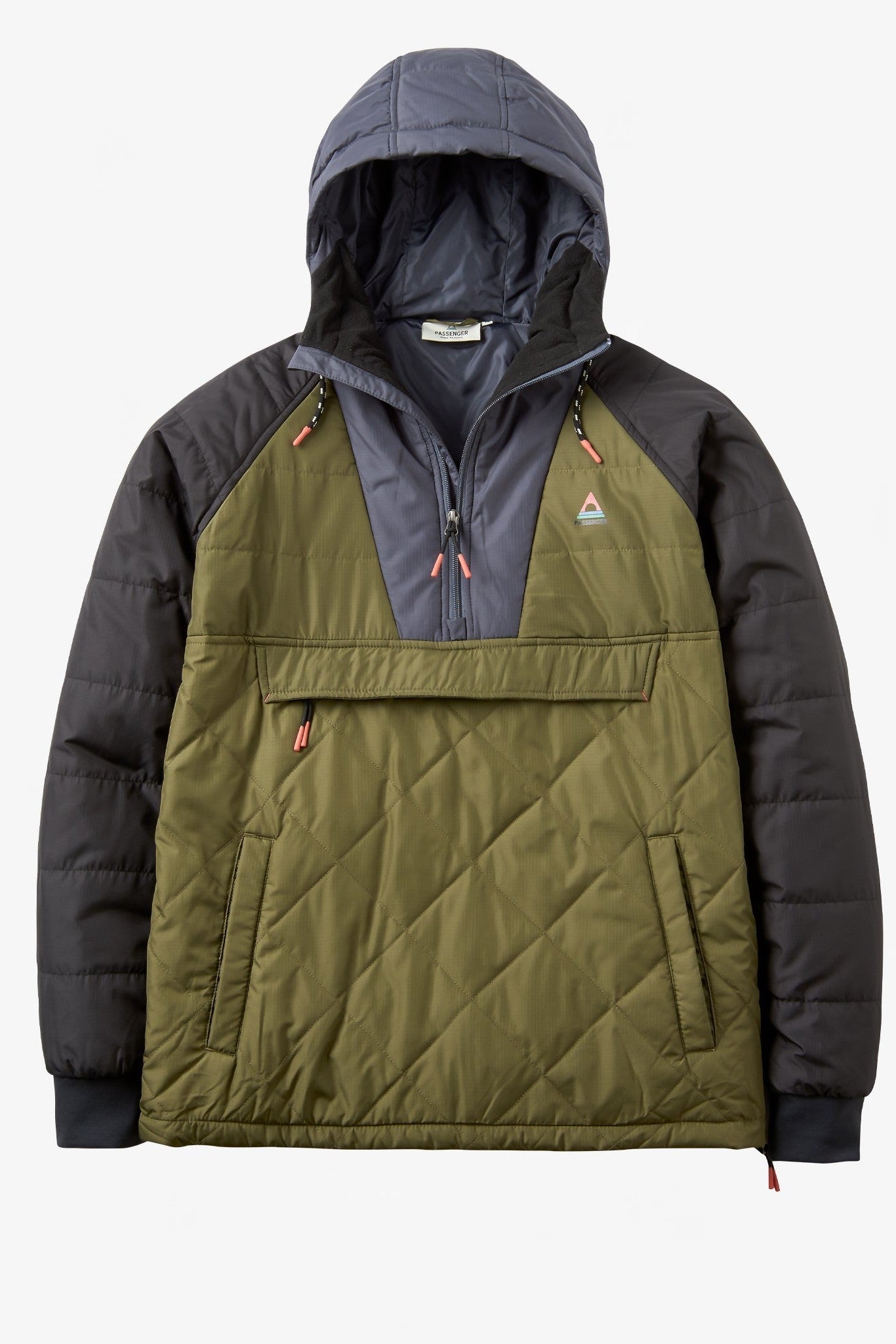 Passenger Oceanic Recycled Insulated 1/2 Zip Jacket, Black Khaki at ...