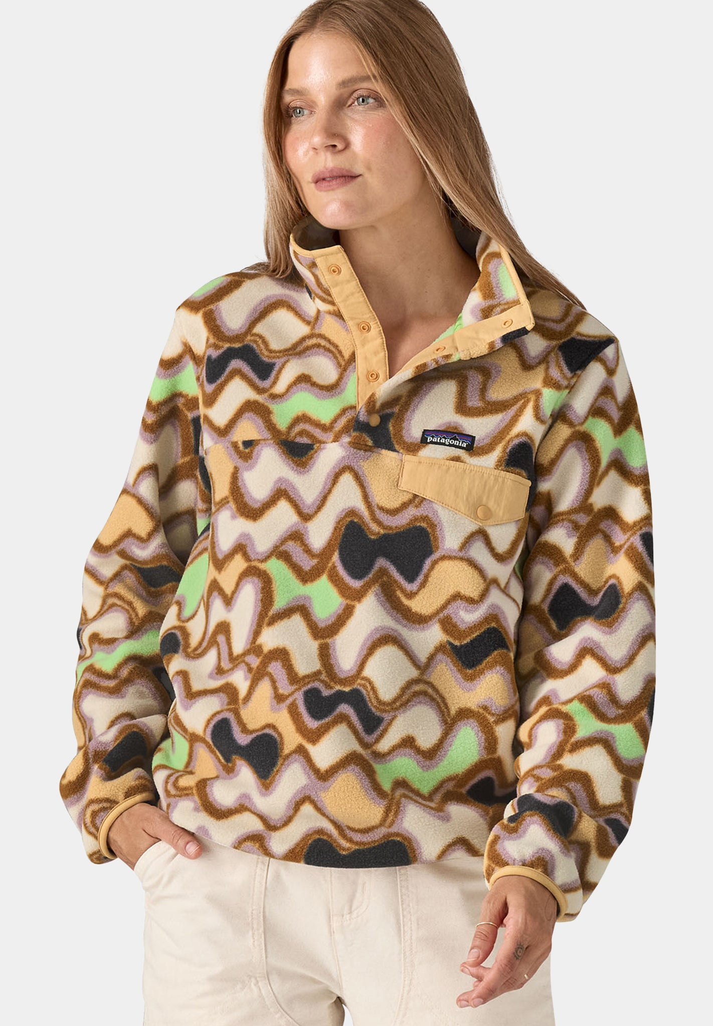 Patagonia Women's Lightweight Synchilla Snap-T Pullover, Small Currents ...